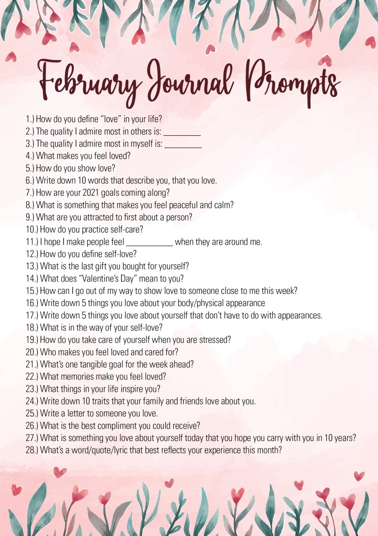 February 2021 Journal Prompts – i IMAGINE (blank)