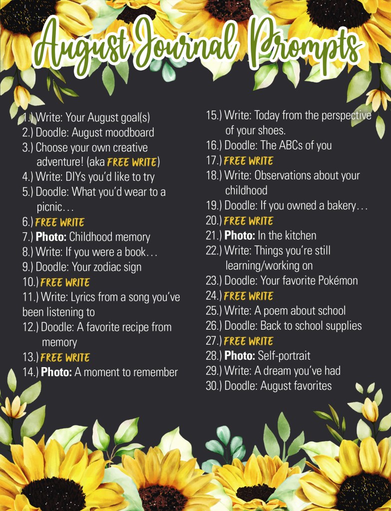 August 2021 Journal Prompts – i IMAGINE (blank)